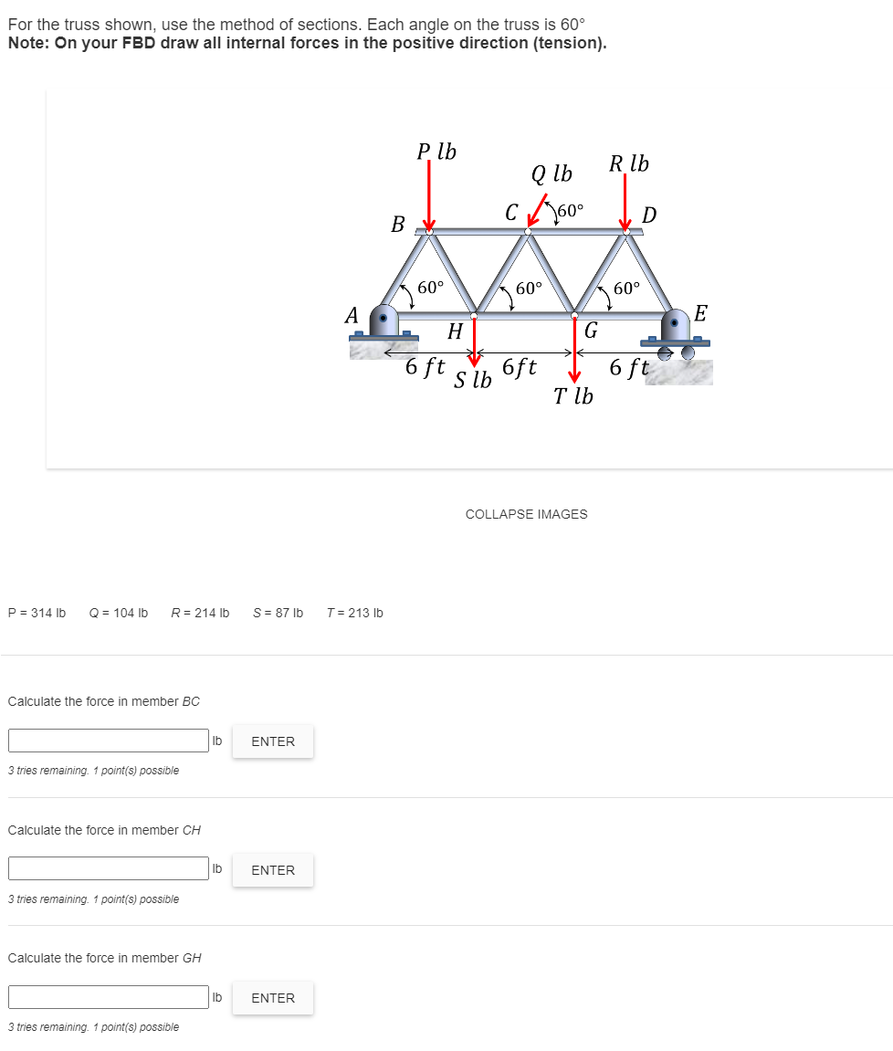 URGENT please due in two hours.For the truss shown, | Chegg.com