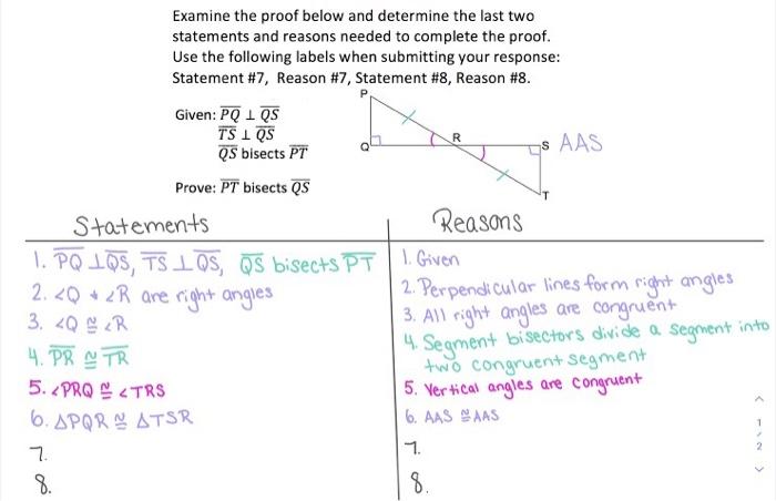Solved IS AAS Examine the proof below and determine the last | Chegg.com
