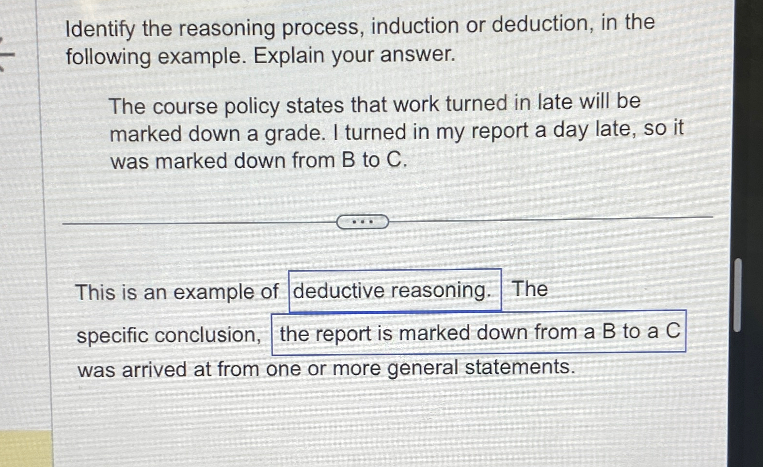 Solved Identify the reasoning process, induction or | Chegg.com
