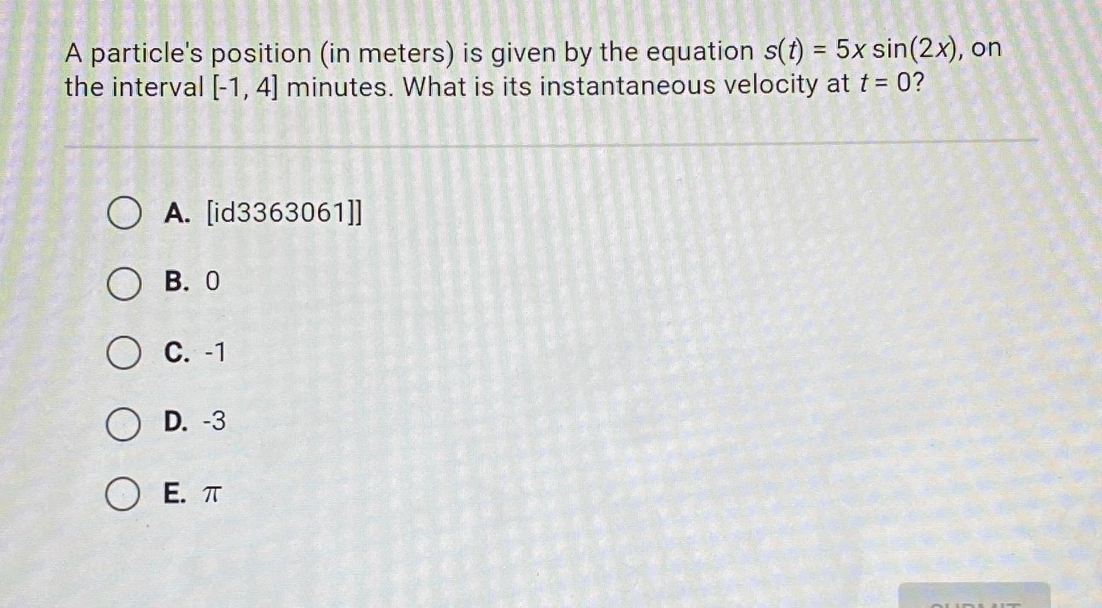 Solved A particle's position (in meters) ﻿is given by the | Chegg.com