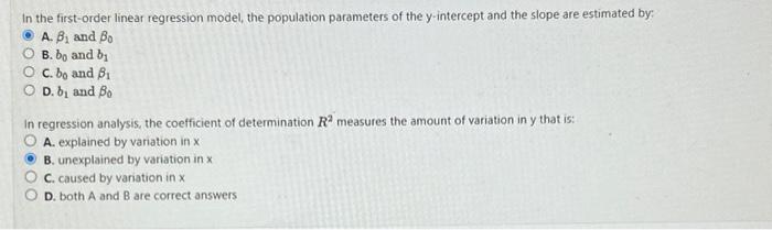 Solved In the first-order linear regression model, the | Chegg.com