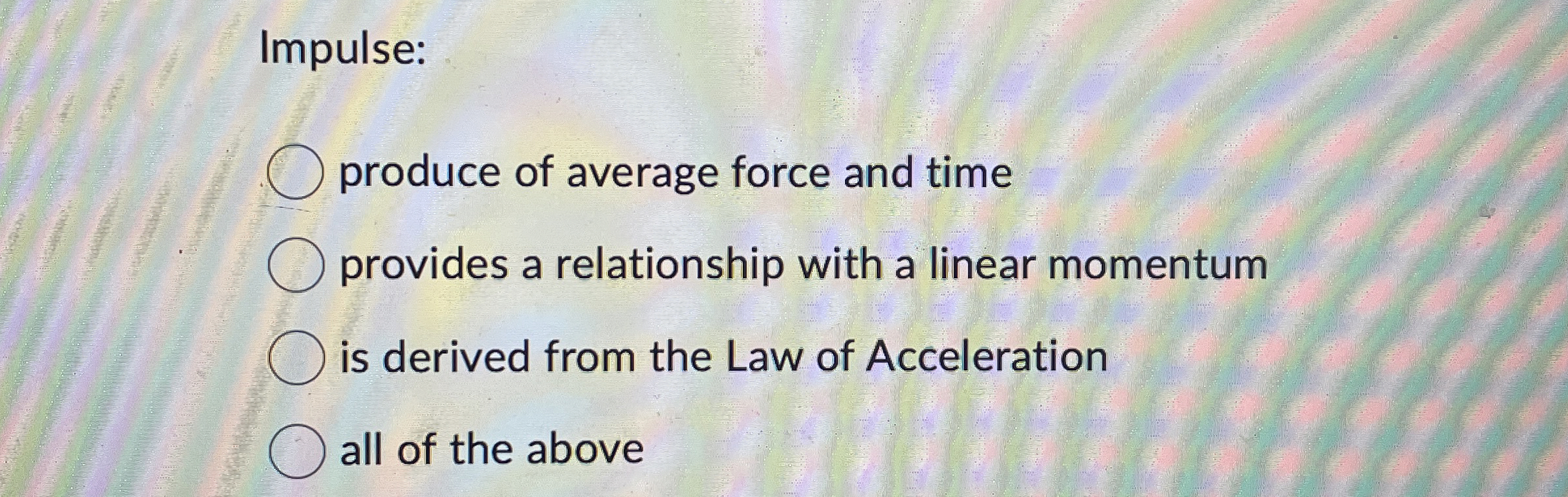 Solved Impulse:produce of average force and timeprovides a | Chegg.com