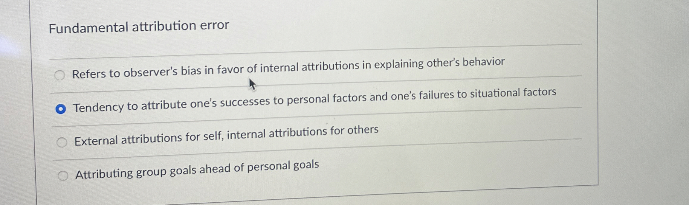 Solved Fundamental attribution errorRefers to observer's | Chegg.com