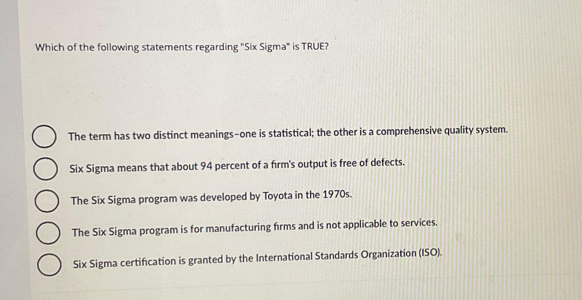 Solved Which of the following statements regarding "Six | Chegg.com