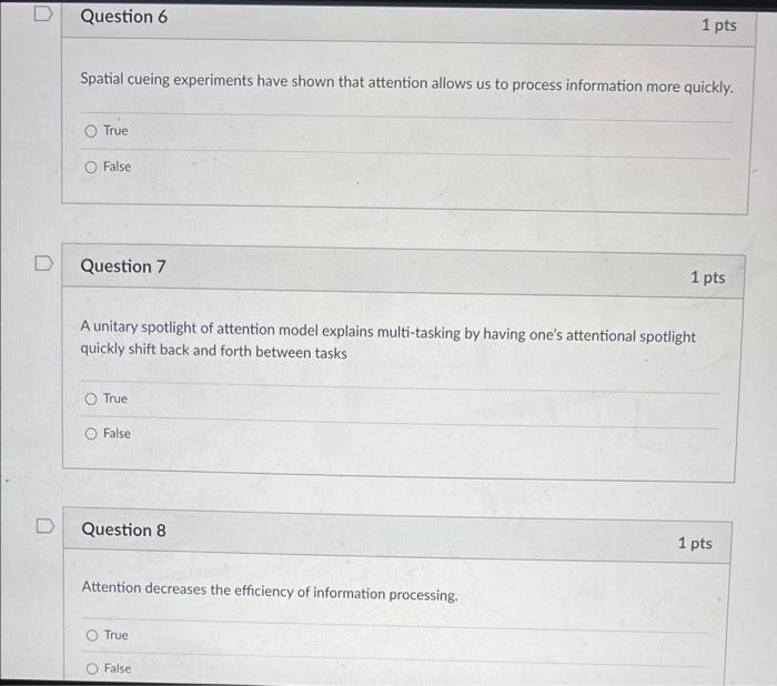 Solved Spatial cueing experiments have shown that attention | Chegg.com