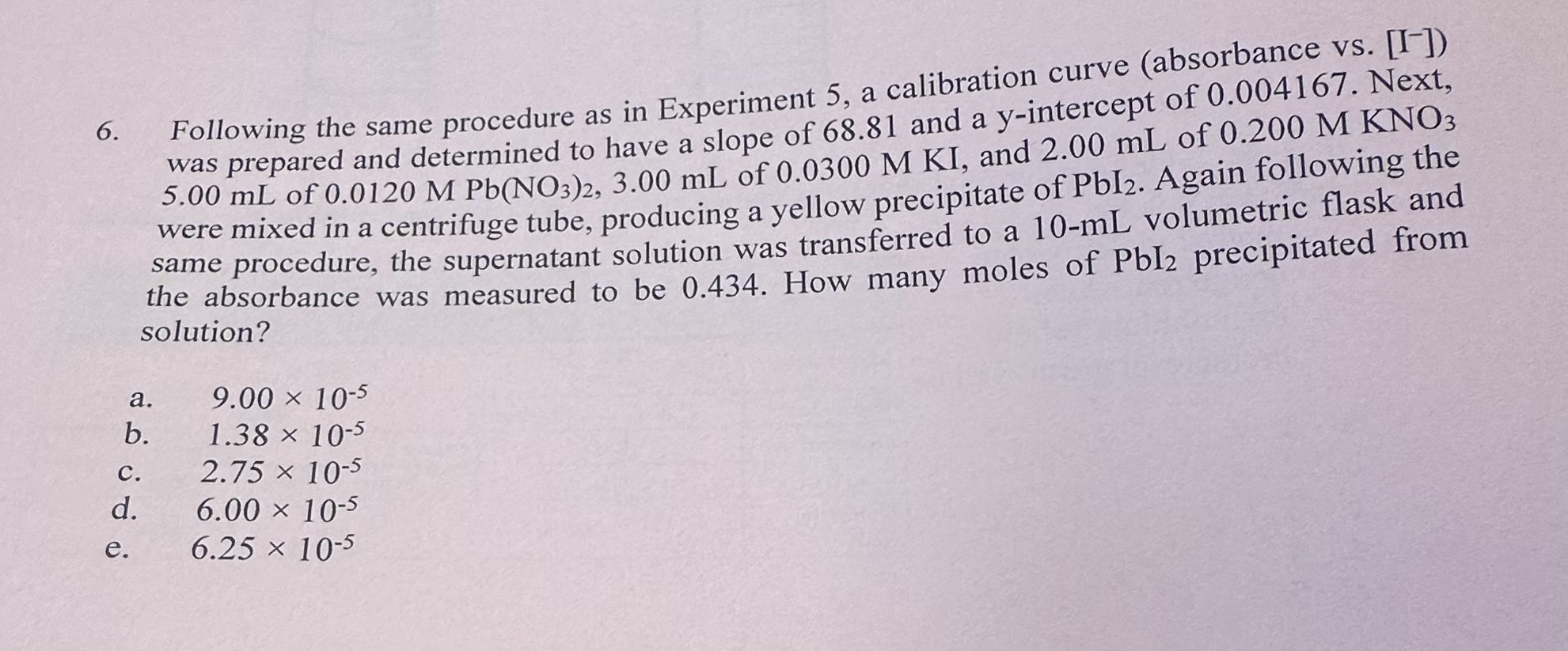 Solved Following the same procedure as in Experiment 5, ﻿a | Chegg.com