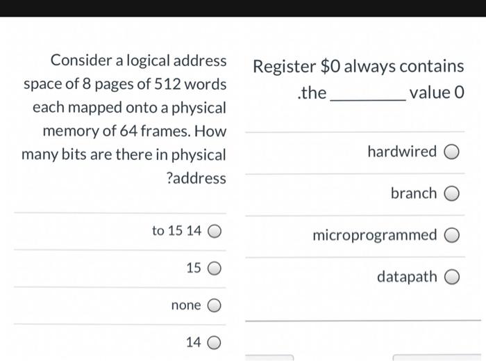 Solved Consider a logical address Register $0 always | Chegg.com