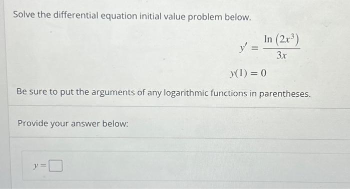 Solve the differential equation initial value problem | Chegg.com