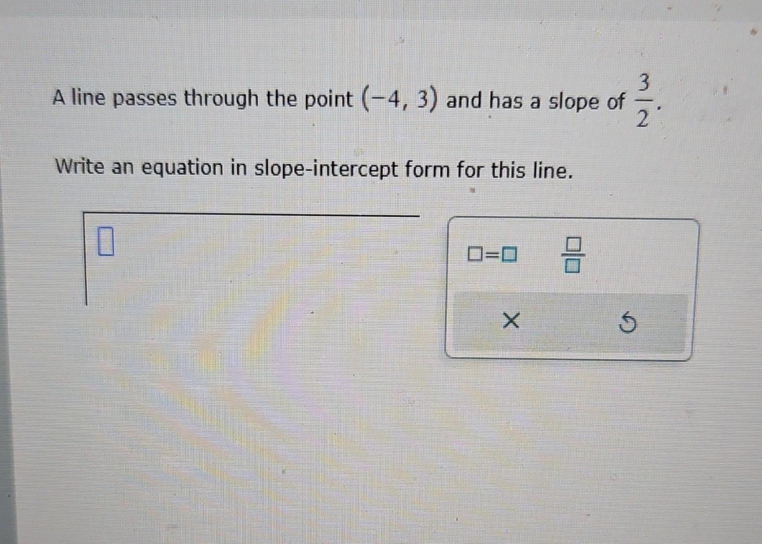 Solved A line passes through the point (−4,3) and has a | Chegg.com