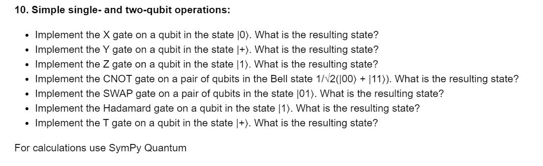 Simple single- ﻿and two-qubit operations:Implement | Chegg.com