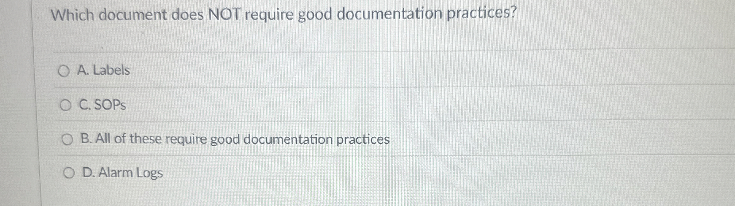 Solved Which document does NOT require good documentation | Chegg.com