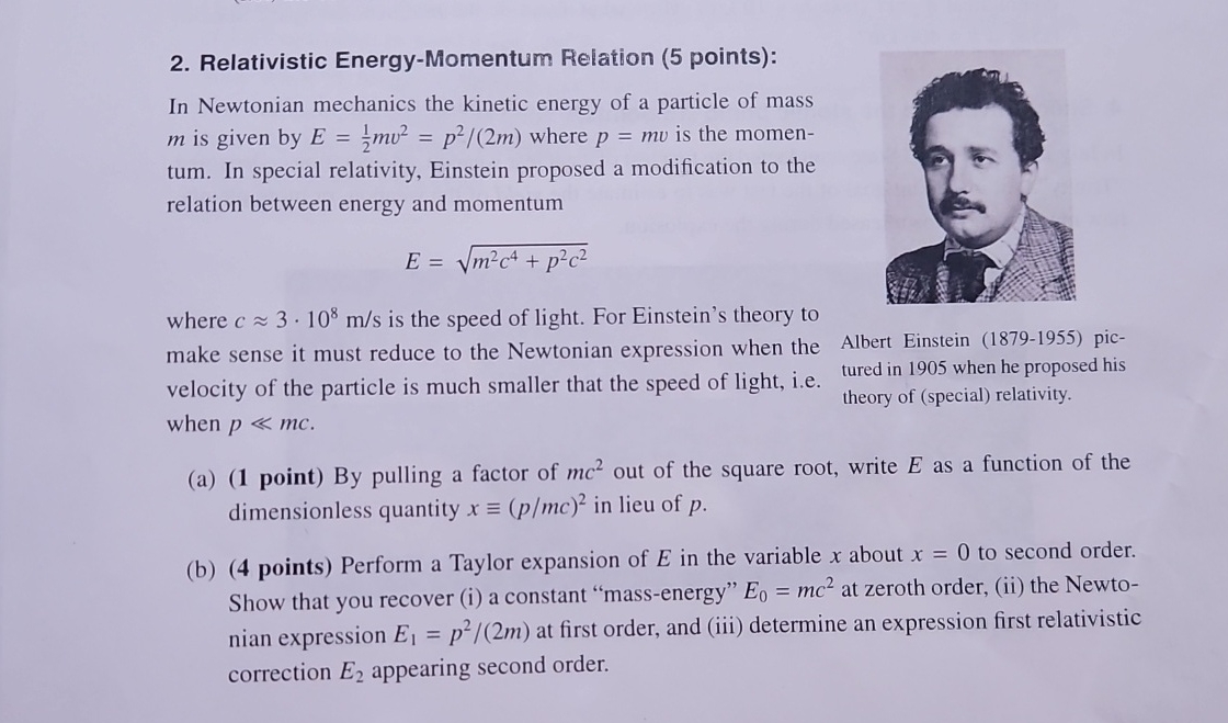 Solved Relativistic Energy-Momentum Relation (5 ﻿points):In | Chegg.com