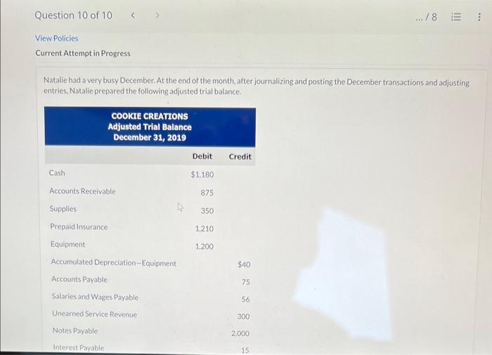 Solved View Policies Current Attempt in Progress Natalie had | Chegg.com
