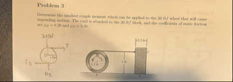 Solved Problem 3Determine the smallest couple momerat which | Chegg.com