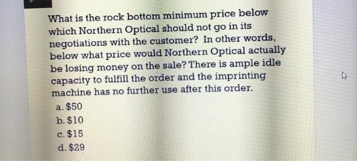 What is the rock bottom minimum price below which | Chegg.com