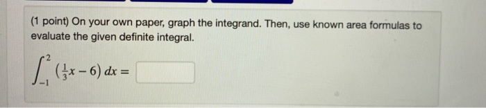 Solved (1 point) On your own paper, graph the integrand. | Chegg.com