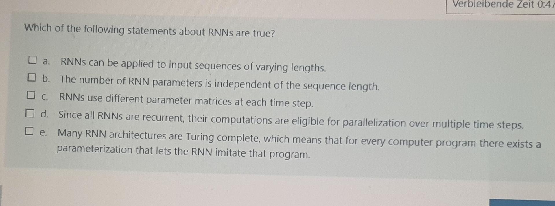 Solved Which of the following statements about RNNs are | Chegg.com