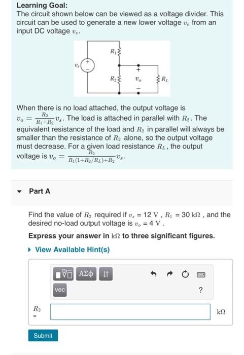 Solved Learning Goal: The circuit shown below can be viewed | Chegg.com