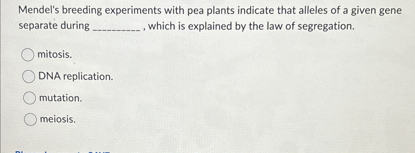 Solved Mendel's breeding experiments with pea plants | Chegg.com
