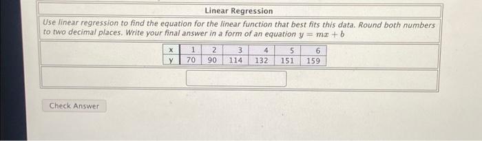 Linear Regression Use linear regression to find the | Chegg.com
