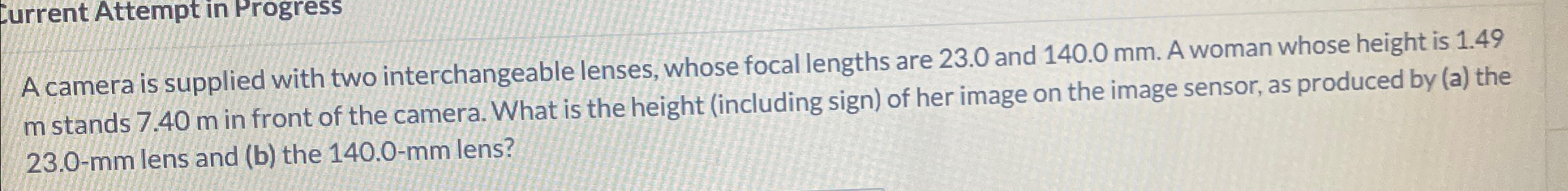 Solved A camera is supplied with two interchangeable lenses, | Chegg.com