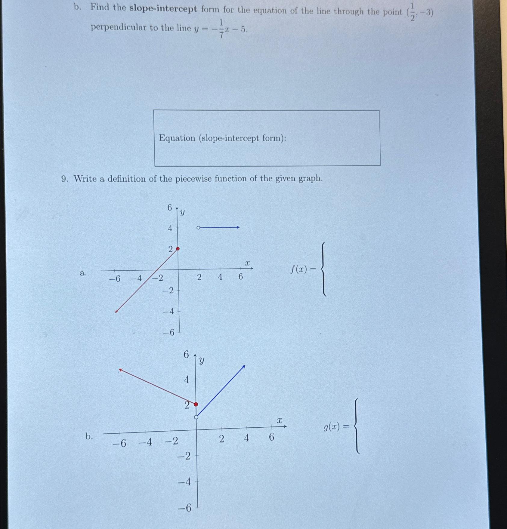Solved b. ﻿Find the slope-intercept form for the equation of | Chegg.com