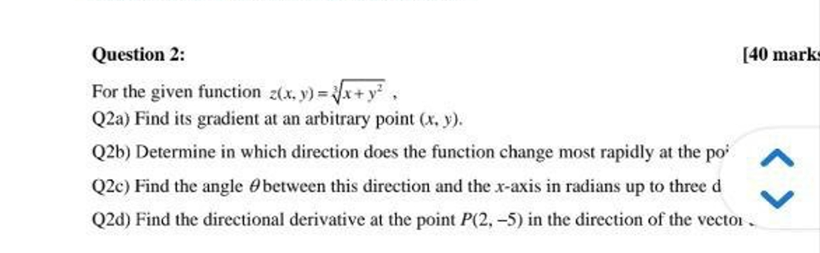 Solved Question 2:For the given function z(x,y)=x+y23,Q2a) | Chegg.com