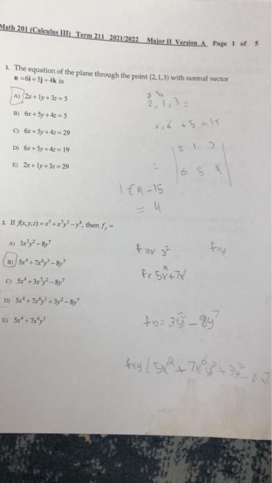 Solved Math 201 (Calculus III) Term 201 2021/2022 Maiot Il | Chegg.com