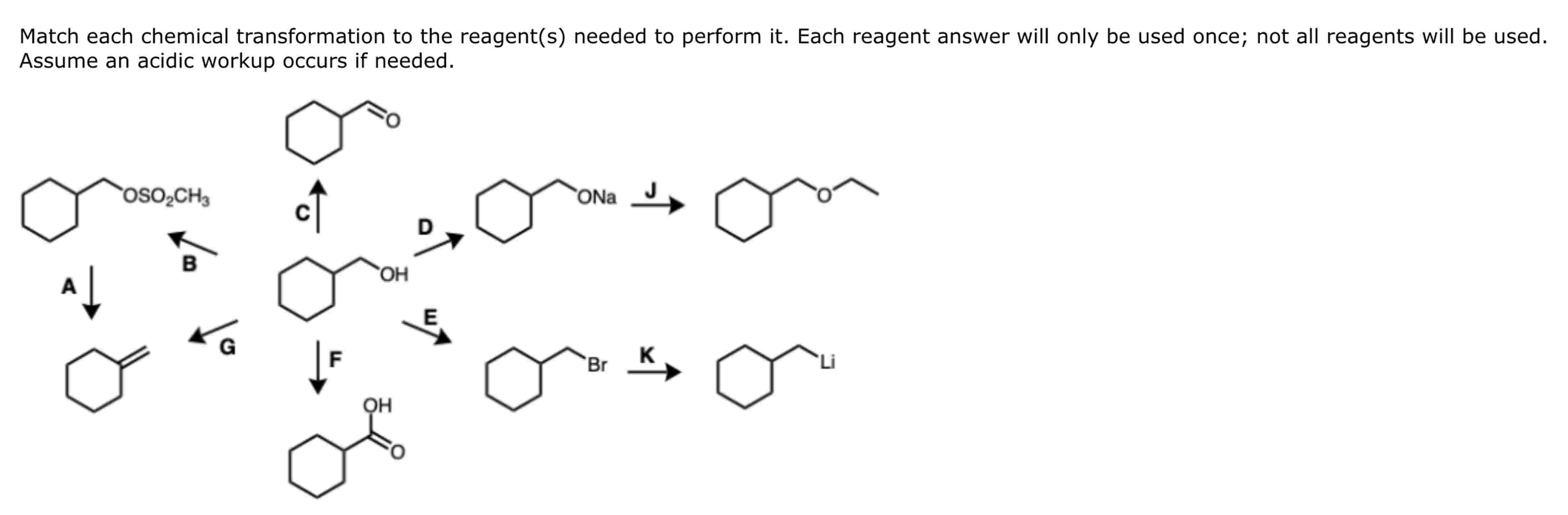 Solved Match each chemical transformation to ﻿the reagent(s) | Chegg.com