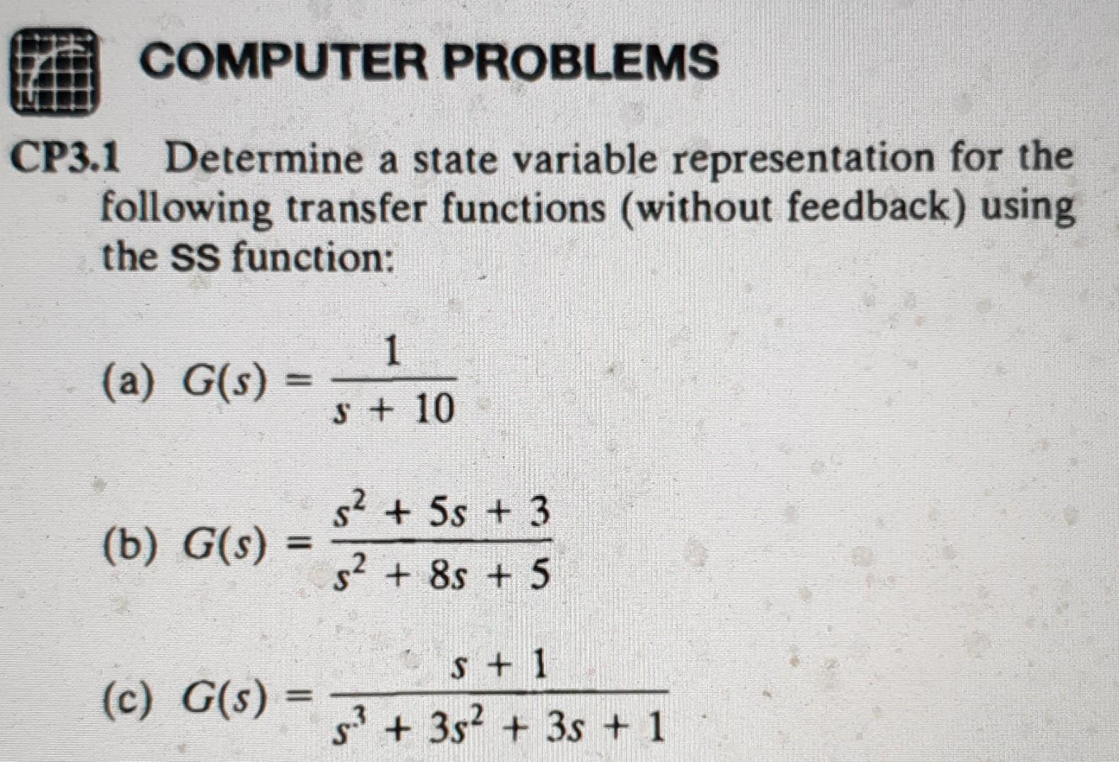 Solved COMPUTER PROBLEMS CP3.1 Determine a state variable | Chegg.com