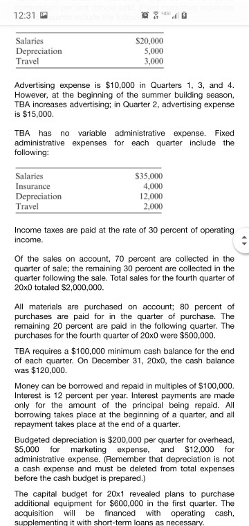 Solved 12:31 TBA, Inc., manufactures and sells concrete | Chegg.com