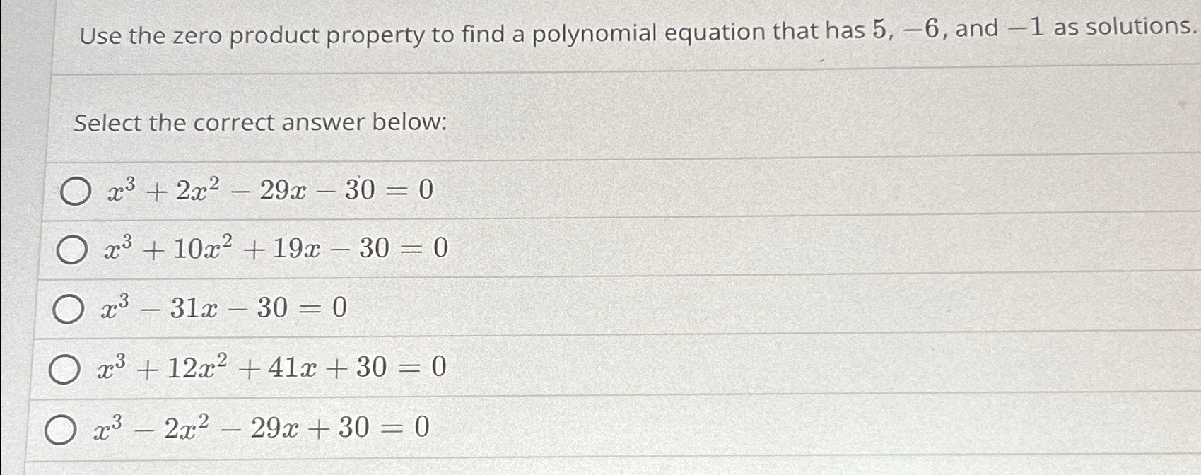 Solved Use the zero product property to find a polynomial | Chegg.com