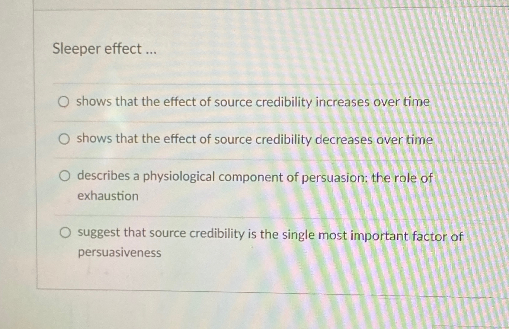 Solved Sleeper effect ...shows that the effect of source | Chegg.com