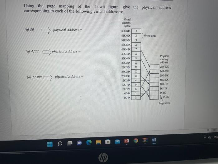 Solved Using the page mapping of the shown figure, give the | Chegg.com