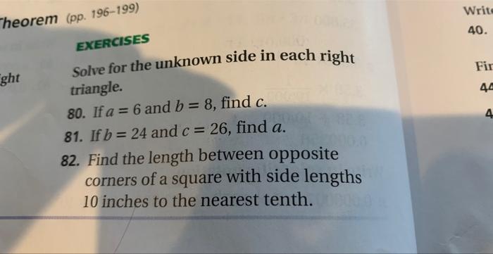 Solved Solve for the unknown side in each right triangle. | Chegg.com