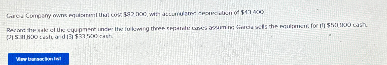 Solved Garcia Company owns equipment that cost $82,000, | Chegg.com