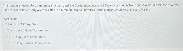 The founders needed to compromise in order to get the | Chegg.com