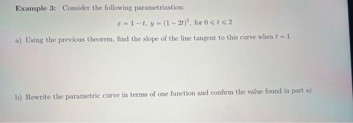 Solved Example 3: Consider the following parametrization: | Chegg.com
