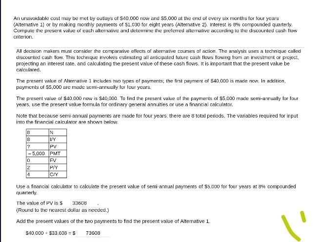 Solved An unavoidable cost may be met by outlays of $40,000 | Chegg.com
