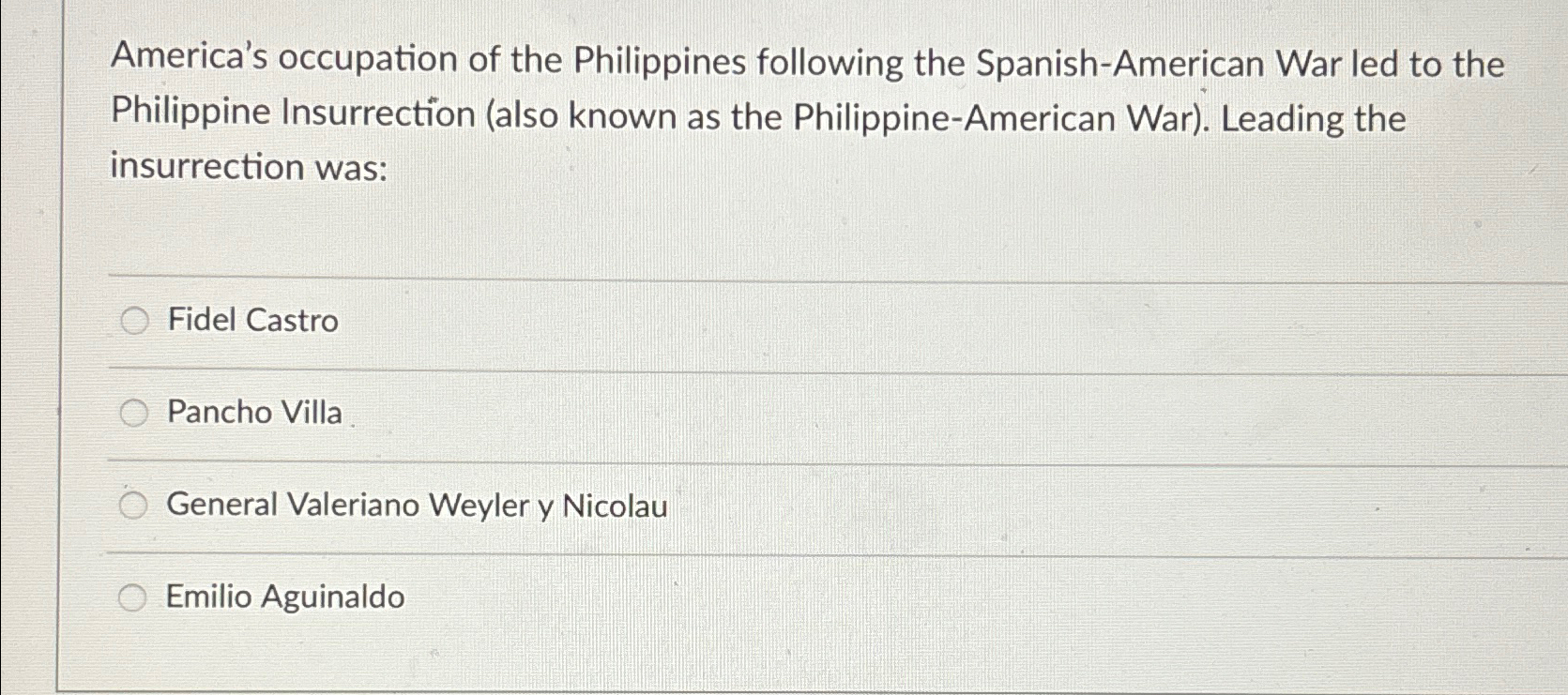 Solved America's occupation of the Philippines following the | Chegg.com