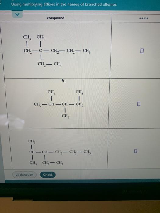 Solved Using multiplying affixes in the names of branched | Chegg.com