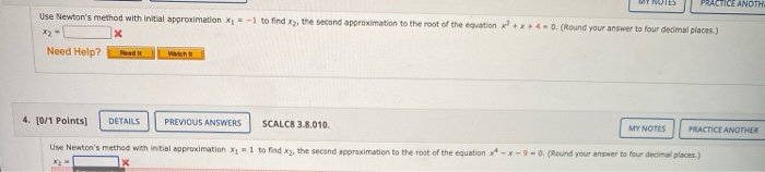 Solved RACTICE ANOTH Use Newton's method with initial | Chegg.com