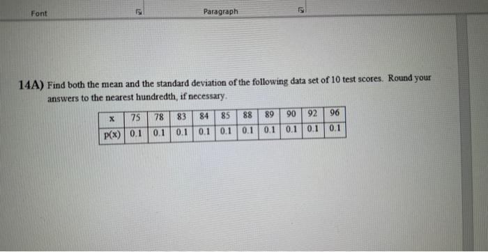 Solved 14A) Find both the mean and the standard deviation of | Chegg.com