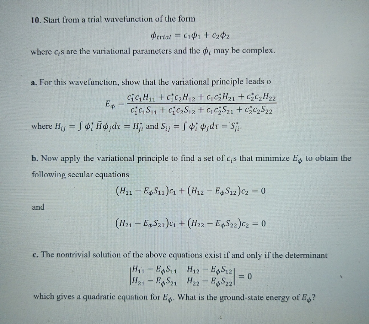 Solved Start from a trial wavefunction of the | Chegg.com