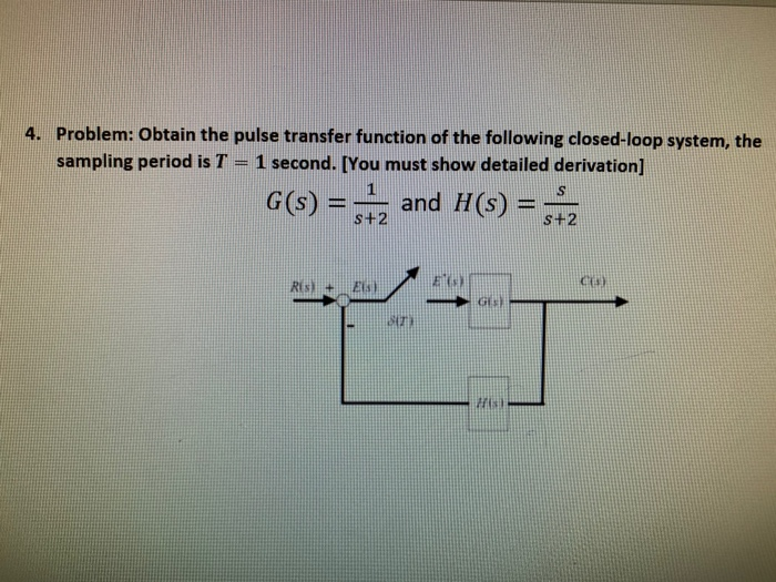 Solved 4. Problem: Obtain the pulse transfer function of the | Chegg.com