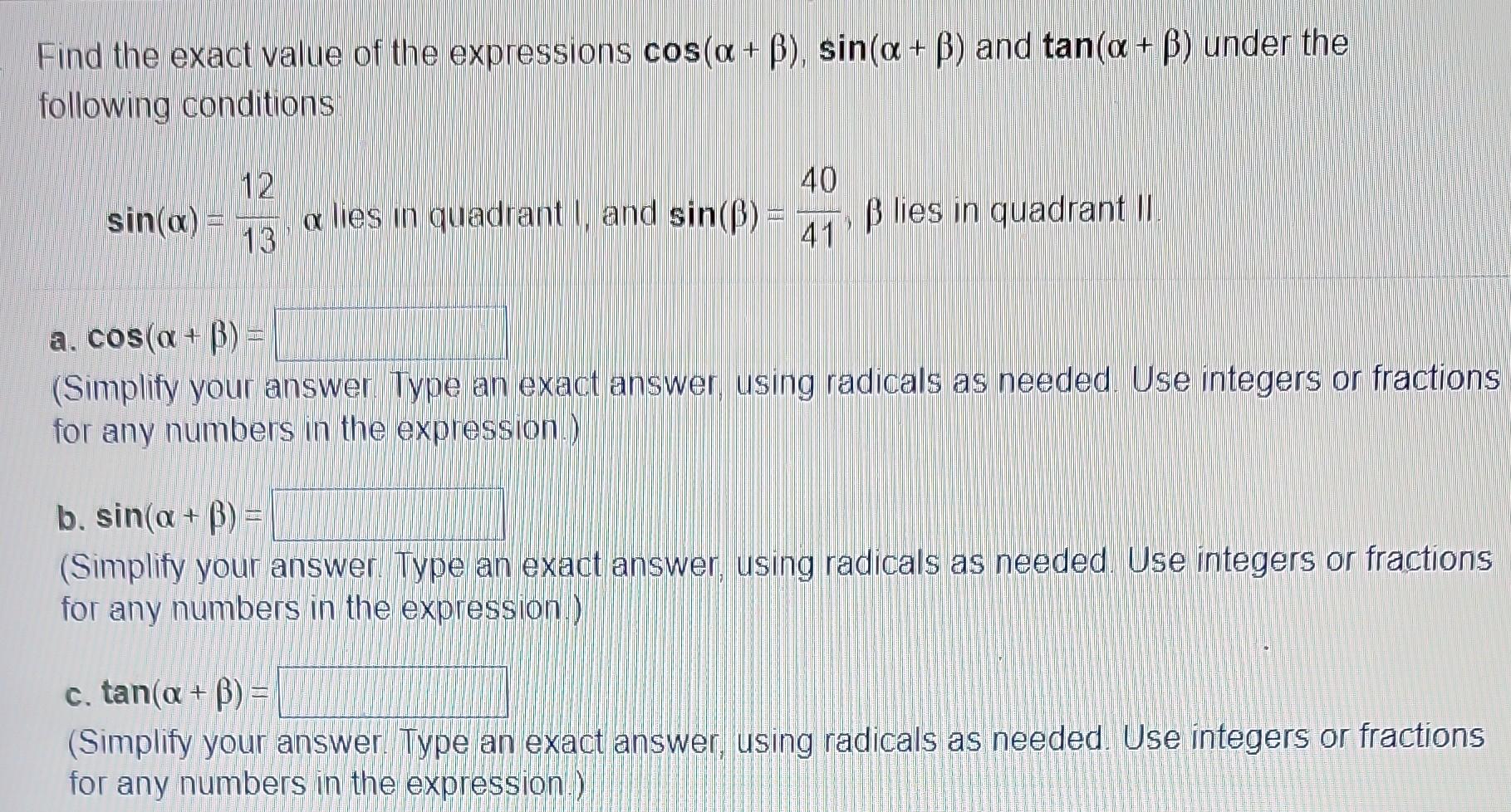 Solved Find the exact value of the expressions | Chegg.com