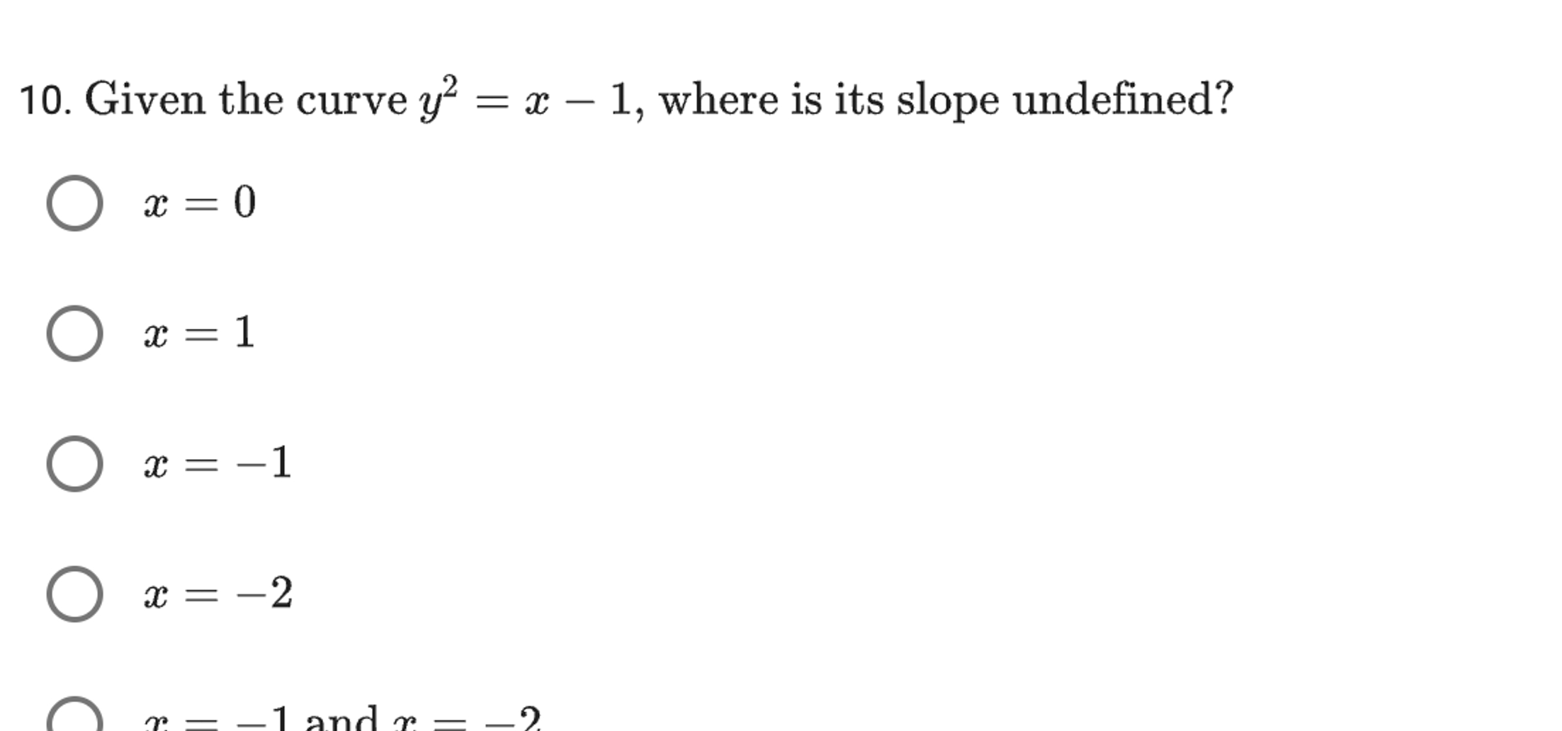 Solved Given the curve y2=x-1, ﻿where is its slope | Chegg.com