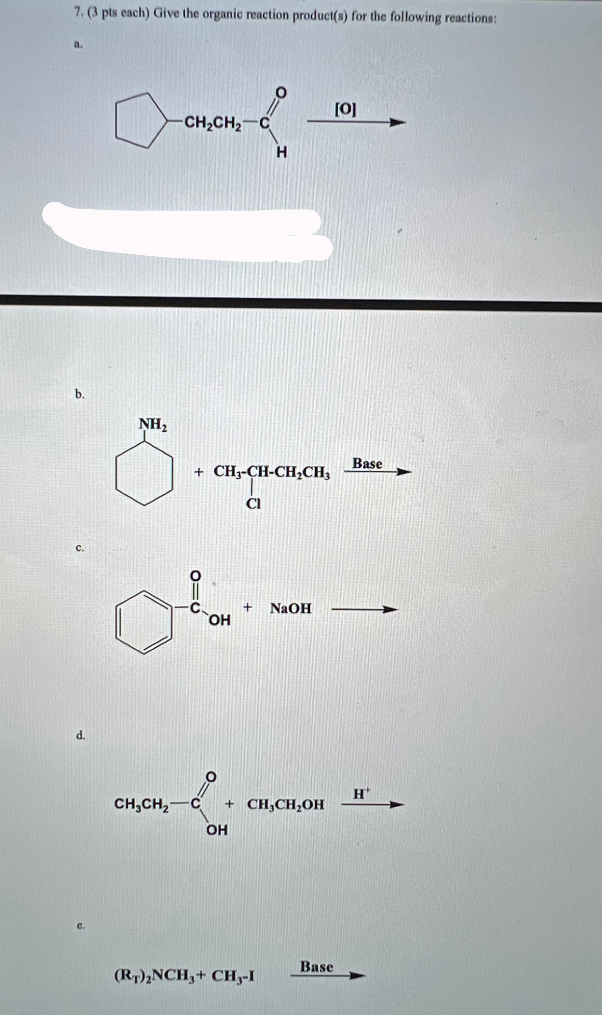 Solved Give the organc reaction product(s) ﻿for the | Chegg.com