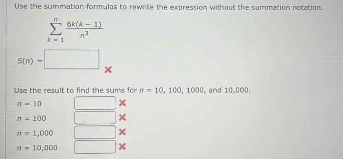 Solved Use the summation formulas to rewrite the expression | Chegg.com