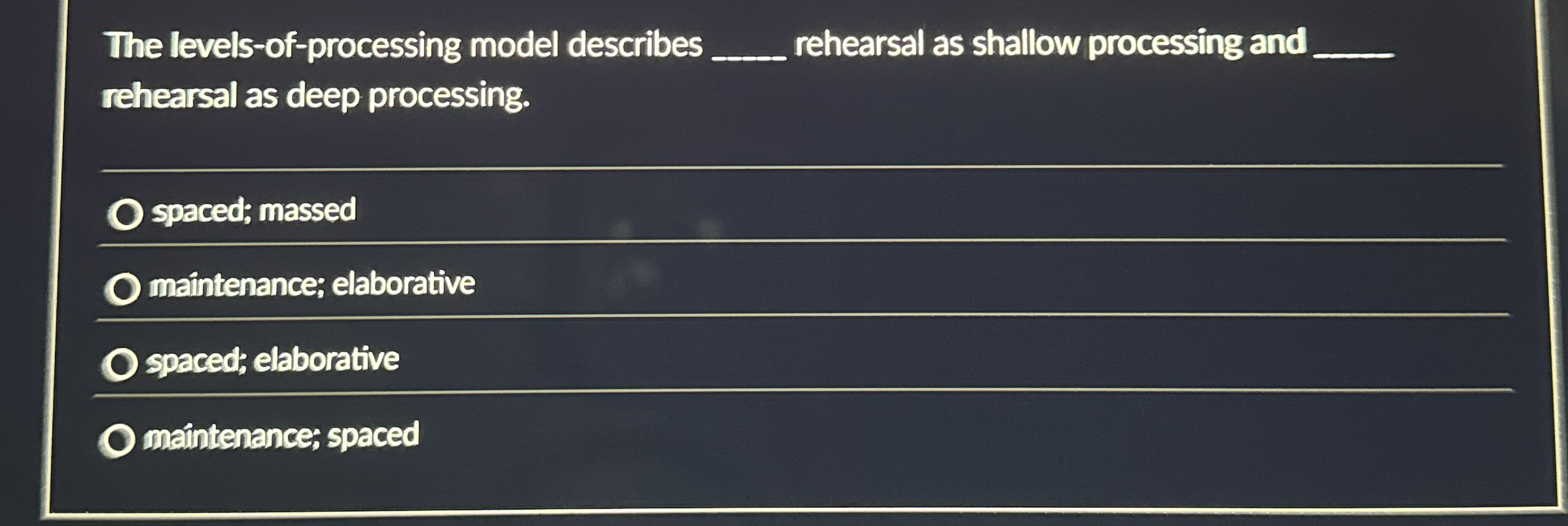 Solved The levels-of-processing model describes q, | Chegg.com